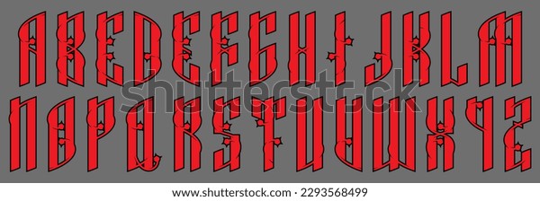 Black Red Decorative Alphabetcustom Art Font Stock Vector (Royalty Free ...