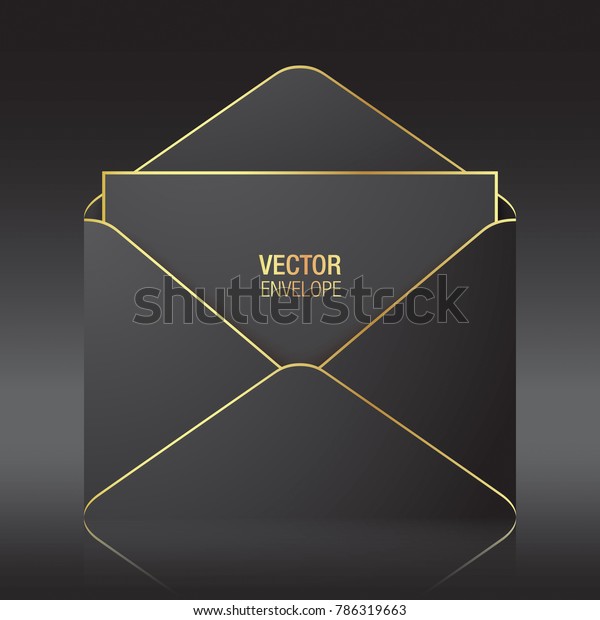 Black Vector Envelope Template Black Opened Stock Vector (Royalty Free ...