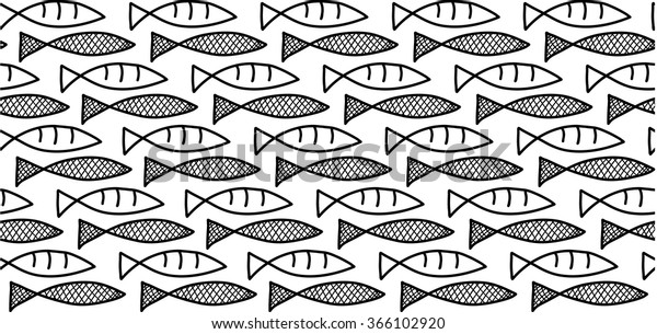 Black White Fish Pattern Stock Vector (Royalty Free) 366102920 ...