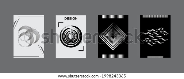 Black White Poster Designabstract Geometric Shapes Stock Vector ...