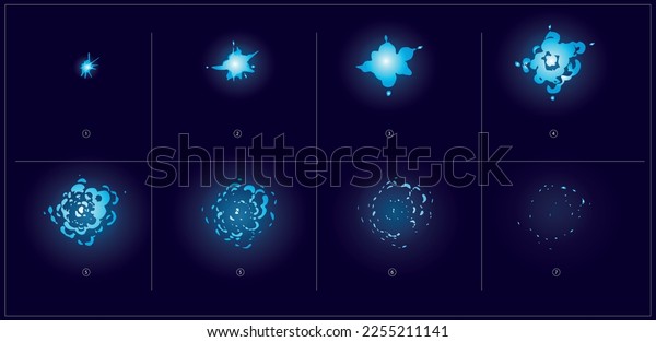 Blast Animation Effect Cartoon Explosion Frames Stock Vector (Royalty Free) 2255211141 ...