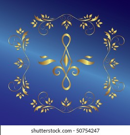 Blue Background Gold Frame Patterns Stock Vector (Royalty Free ...