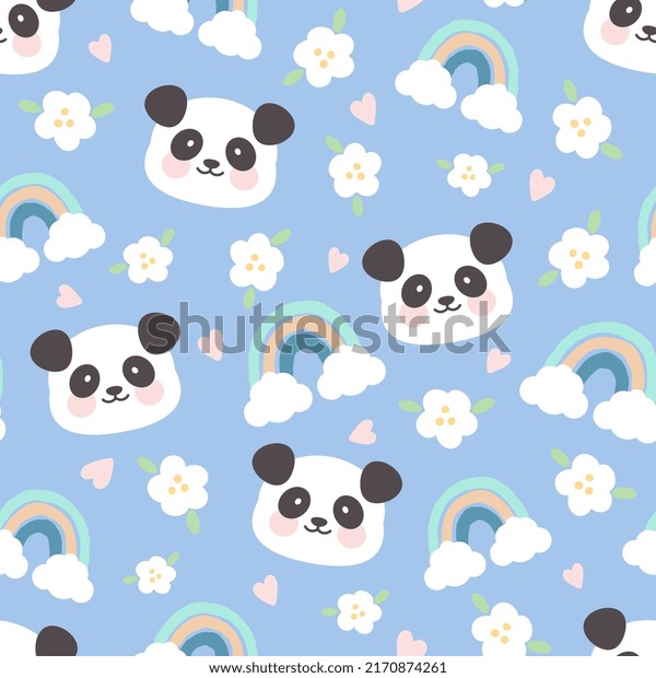 Blue Panda Bear Seamless Pattern Background Stock Vector (Royalty Free ...