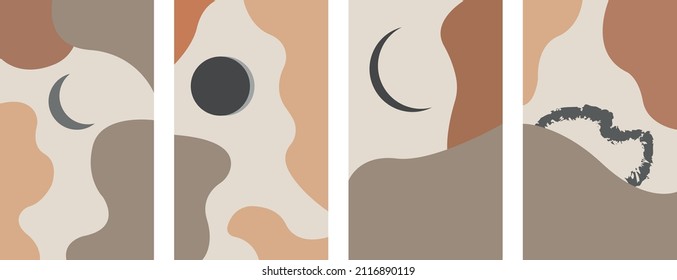 Boho Posters Set Sun Moon Abstract Stock Vector (Royalty Free ...