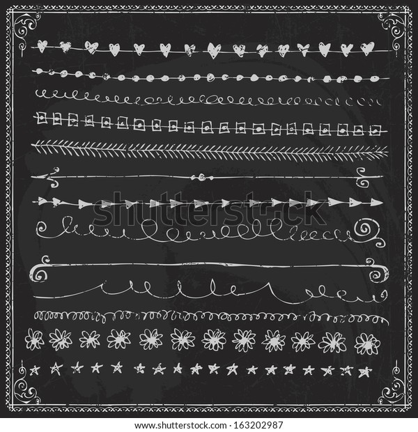 Border Drawn Hand Chalk Frame Line Stock Vector (Royalty Free ...