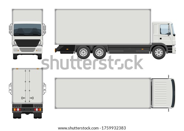 Vektor Stok Box Truck Vector Template Simple Colors (Tanpa Royalti ...