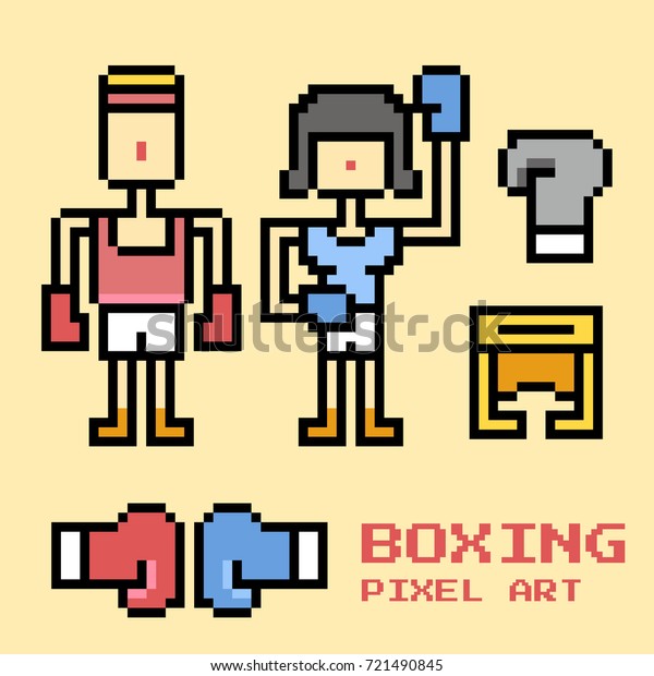 Boxing Pixel Art Elements Design Illustration Stock Vector (Royalty ...