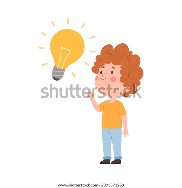 Boy Point Finger Something Vector Illustration Stock Vector (Royalty ...