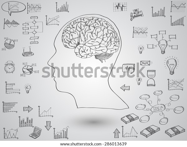 Brain Concept Creative Doodle Graph Chart Stock Vector (Royalty Free ...