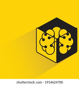 Brain Cube Drop Shadow Yellow Background Stock Vector (Royalty Free ...