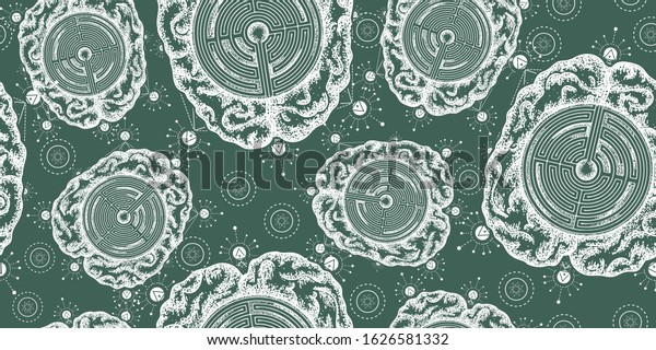 Brain Labyrinth Seamless Pattern Packing Old Stock Vector (Royalty Free ...