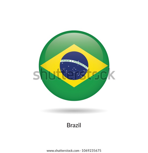 Brazil Flag Round Glossy Button Vector Stock Vector (Royalty Free ...