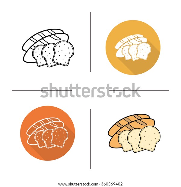 Bread Flat Design Linear Color Icons Stock Vector (Royalty Free ...