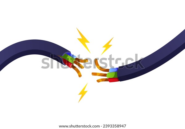 Broken Cable Vector Isolated On Whte Stock Vector (Royalty Free ...