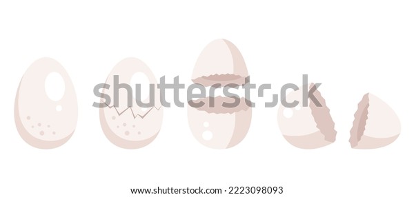 Broken Cracks Breaking Egg Hatching Steps Stock Vector (Royalty Free ...