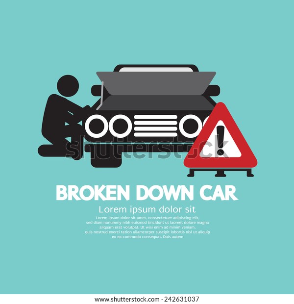 Broken Down Car Symbol Vector Illustration Stock Vector (Royalty Free ...