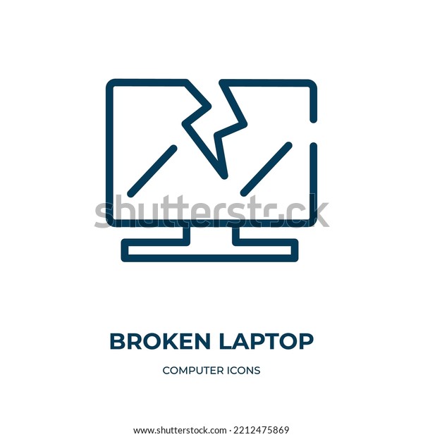 Broken Laptop Icon Linear Vector Illustration Stock Vector (Royalty ...