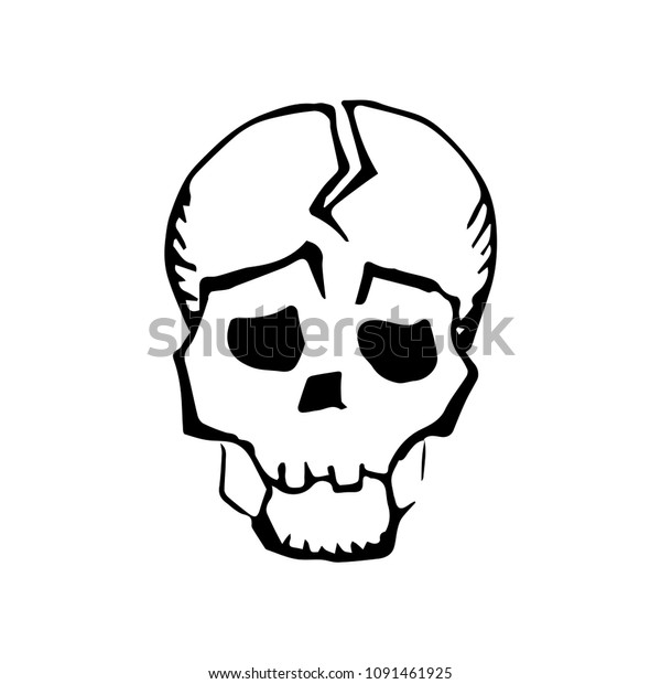 Broken Skull Drawing Sad Vector Skull 스톡 벡터(로열티 프리) 1091461925 ...