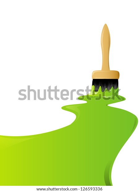 Brush Drawing Green Paint Vector Illustration Stock Vector (Royalty ...