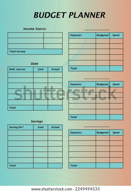 Budget Planner Template Notebook Budget Tracker Stock Vector (Royalty ...