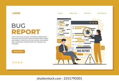 Bug Report Landing Page Template Magnifier Stock Vector (Royalty Free) 2551790301 | Shutterstock