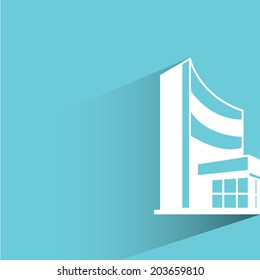 Building Blue Background Flat Shadow Theme Stock Vector (Royalty Free ...
