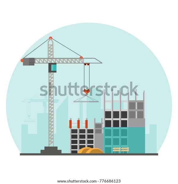 Building Site Work Process Under Construction Stock Vector (Royalty ...