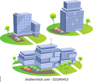 Modern Buildings Vector Day Night Front Stock Vector (Royalty Free ...