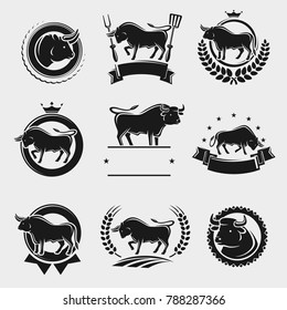 Bull Labels Elements Set Vector Stock Vector (Royalty Free) 788287366 ...