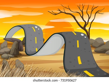 Bumpy Road Field Illustration Stock Vector (Royalty Free) 731950627 ...