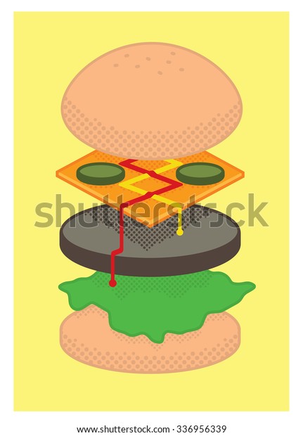 Burger Construction a Burger Exploded View Stock Vector (Royalty Free ...