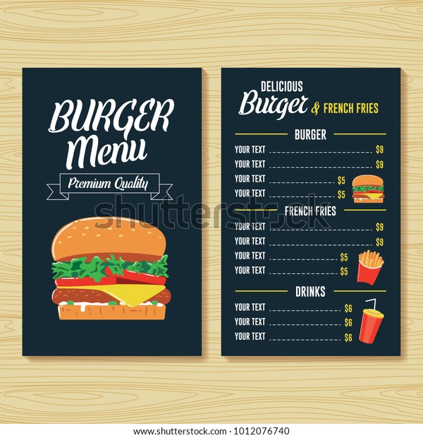 Burger Menu Template Stock Vector (Royalty Free) 1012076740 | Shutterstock