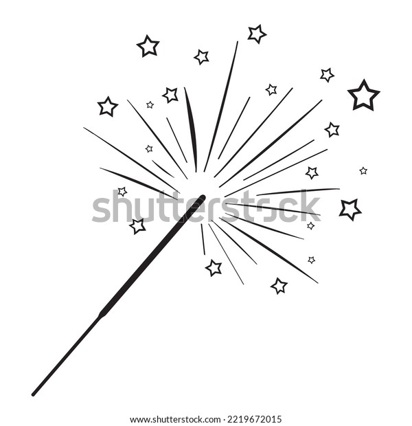 Burning Sparkler Pyrotechnic Element Vector Drawing Stock Vector ...