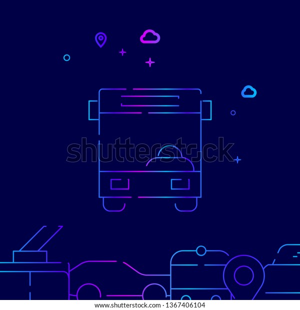 Bus Front View Vector Line Illustration Stock Vector (Royalty Free ...
