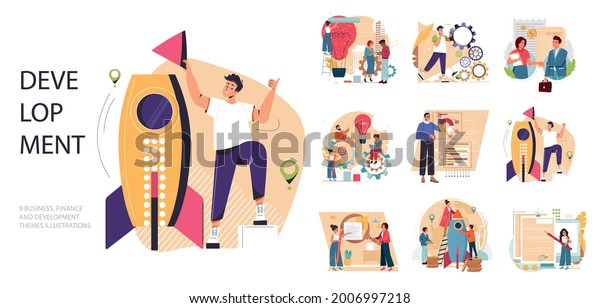 Business Development Vector Illustrations Set Collection Stock Vector ...