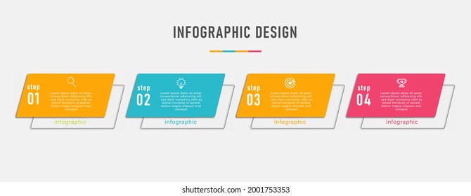 4 Modern Rectangular Infographic Template Colorful Stock Vector ...