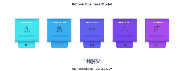Business Model Six Rectangular Ribbon Elements Stock Vector (Royalty ...