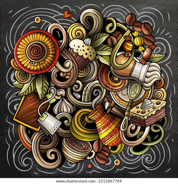 Cafe Hand Drawn Vector Doodles Illustration Stock Vector (Royalty Free ...