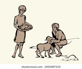 Cain Abel Vector Drawing Stock Vector (Royalty Free) 2488152381 ...