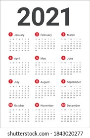 Spanish 2021 Calendar Vector Design Template Stock Vector (Royalty Free ...