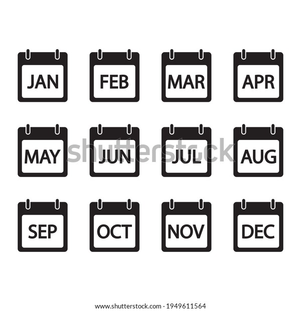 Calendar Icon Set All 12 Months Stock Vector (Royalty Free) 1949611564 ...