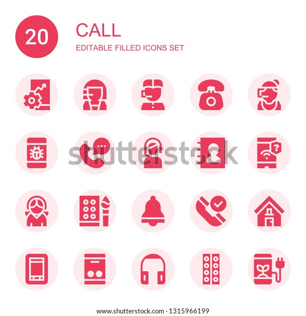 Call Icon Set Collection 20 Filled Stock Vector (Royalty Free ...