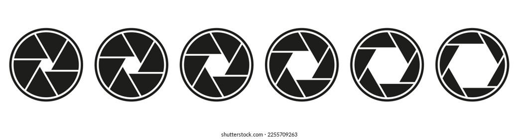 Camera Shutter Icon Symbol Set Stock Vector (Royalty Free) 2255709263 ...