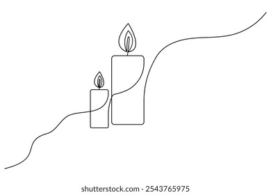 Candle Continuous Line Drawing Isolate Outline Stock Vector (Royalty ...
