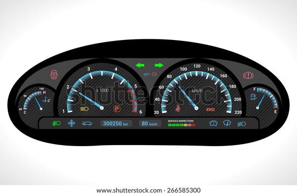 Car Dashboard Auto Speedometer Panel Isolated Stock Vector (Royalty ...