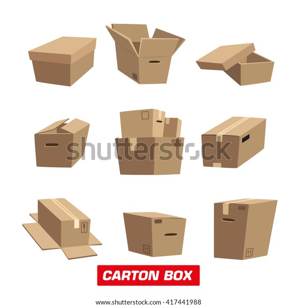 Cardboard Boxes Different Positions Stock Vector (Royalty Free ...