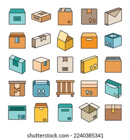 Carton Cardboard Box Icons Set Stock Vector (Royalty Free) 2240385341 | Shutterstock