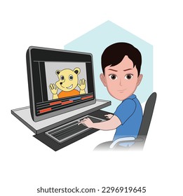Cartoon Caricature Character Animator Working Front Stock Vector ...