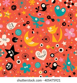 Cartoon Characters Seamless Pattern Stock Vector (Royalty Free ...