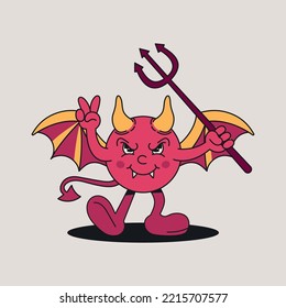 Cartoon Cute Devil Vector Illustration Logo Stock Vector (Royalty Free ...